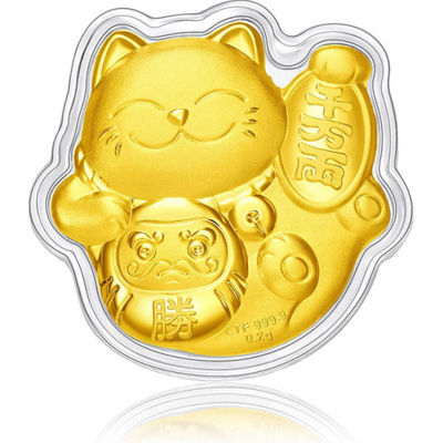 Buy Chow Tai Fook 999.9 Pure Gold Coin - New Fortune Cat and Daruma ...