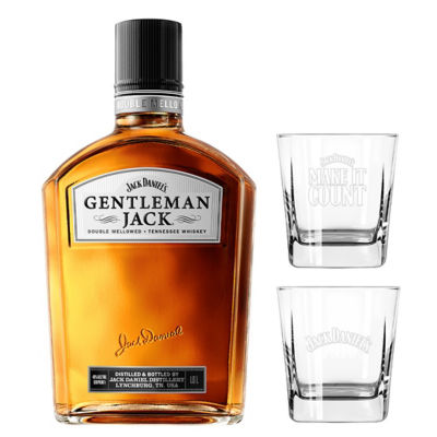 Jack Daniel's Gentleman Jack + Free 2x Jack Daniel's Rock Glass ...