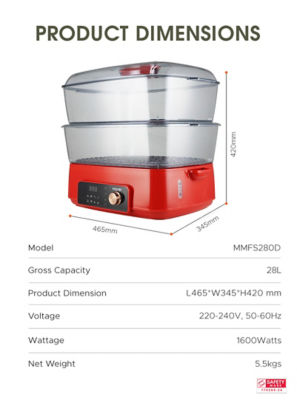 Mayer 28L Digital Food Steamer MMFS280D | iShopChangi
