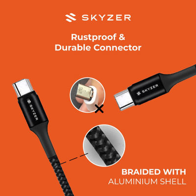 Skyzer 100W Premium USB-C to USB-C Braided Nylon Cable, 1.2M | iShopChangi