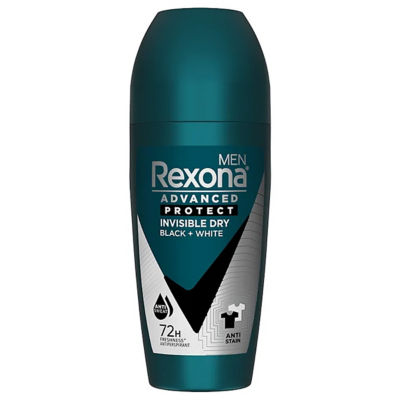 Rexona Men Deodorant Roll On Invisible Dry Black + White 45ml EXP:10/2025 | iShopChangi